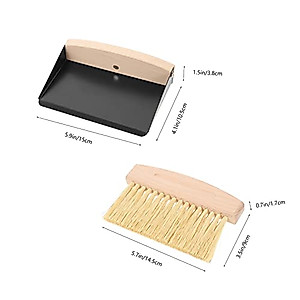 GAROZATION 1 Set Small Broom Dustpan Mini Hand Whisk Broom Portable Mini Broom Handheld Dustpan Mini Containers Desktop Drawer Table Cleaning Broom Cleaning Dust Pan Broom Outdoor Black Beech