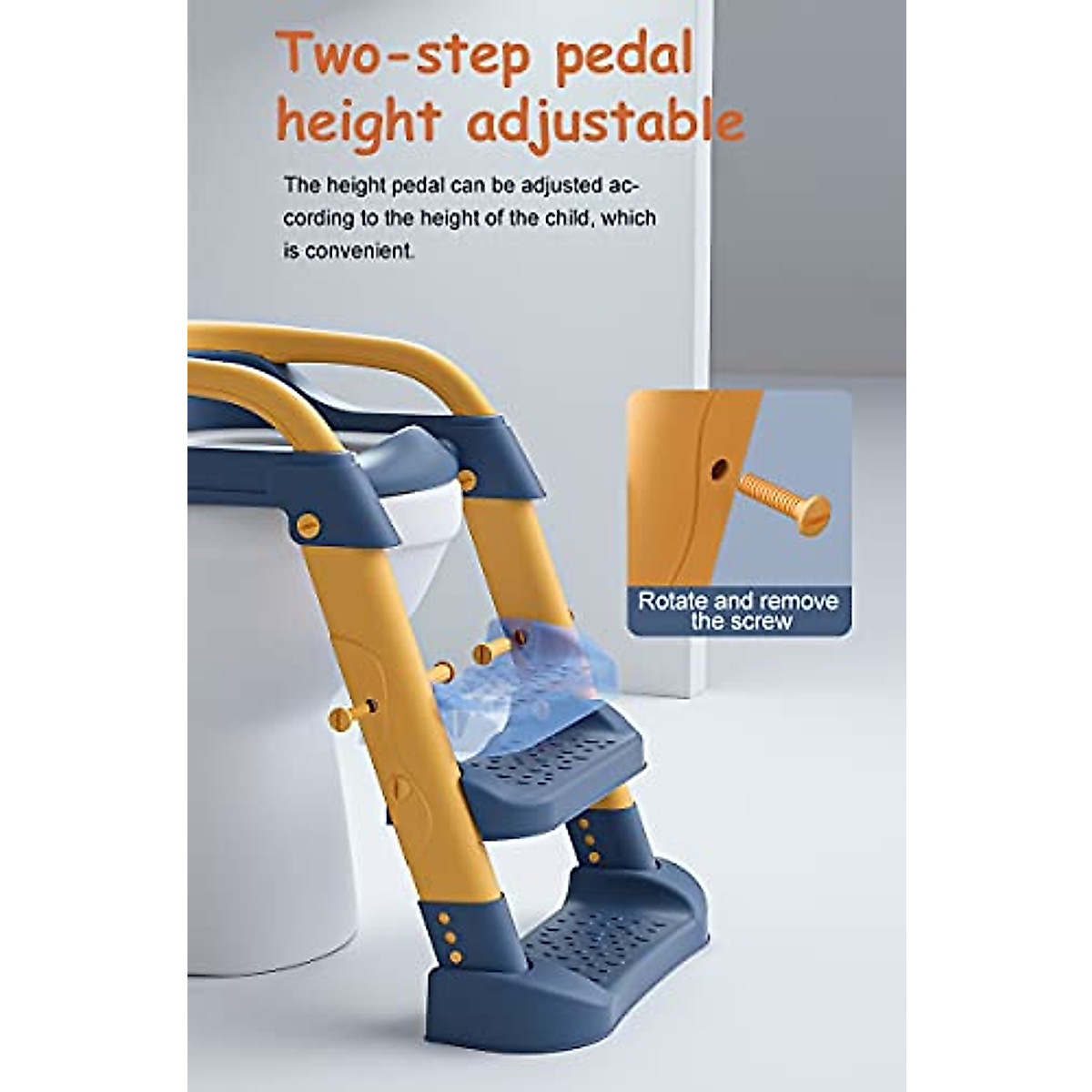 TOWRITE Foldable Toilet Training Potty Seat Chair Toddlers Toilet with Step Stool Ladder and Handles Safe Non-Slip Step PU Cushion for Boys Girls (Pink)