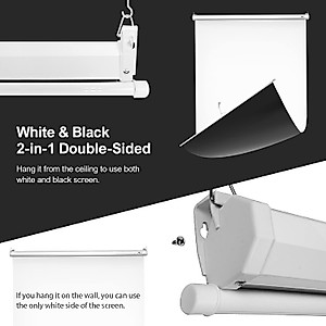 Julius Studio (Pull-Down Type) 5 x 6.2 ft. / 60 x 75 inch White Screen & Black Double Sided, Retractable Background, Ceiling & Wall Mountable, Pull Down Roll Up Auto Lock, No Wrinkle, JSAG749