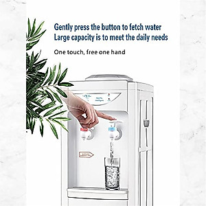 Water Cooler Dispenser 3-5 Gallon Bottles,Top Loading Hot & Cold Water Dispenser, Child Safety Lock Water Cooler for Indoor Home Office Use with Storage Cabinet, White