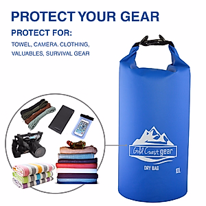 Dry Bag Waterproof Sack Multiple Sizes with Shoulder Strap (Black, 10L)