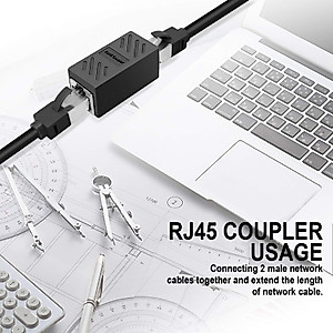 ZUZONG RJ45 Ethernet Coupler, RJ45 Coupler for Cat7/ Cat6e/Cat6/Cat5e/Cat5 Ethernet Cable Extender Adapter Female to Female rj45 Extender for PC Switch Router Gaming Console (2 Pack Black)