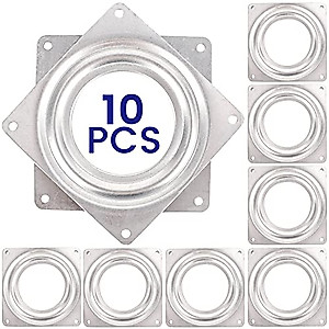 10Pcs 4-Inch Susan Turntable Bearings for Lazy Susans, Square Rotating Bearing Plates, Heavy-Duty Lazy Susan Hardware Swivel Plates, Perfect for Swivel Plates, Corner Cabinets, and Revolving Shelves