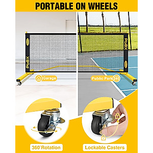 Choiana Pickleball Net with Wheels, Pickle Ball Net Portable Outdoor with 22ft Regulation Size Net, Court Markers, Durable Frame PE Knited Pickleball Practice Net System for Backyard Driveway