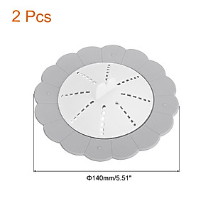uxcell Hair Drain Catcher, 2 in 1 Shower Drain Stopper Silicone Tub Drain Covers for Kitchen Bathroom Balcony, Grey 2 Pcs