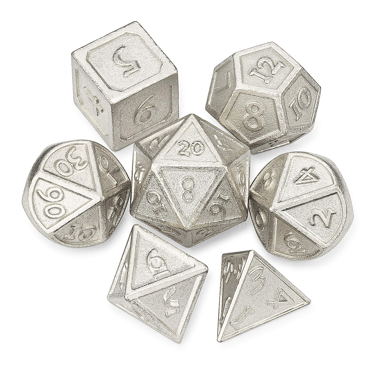 HEIMDALLR Metal DND Dice Set 7pcs - Indestructible Metal Dice Set w/Dice Bag; D&D Dice Set D&D (Dungeons and Dragons Dice Set) w/ D20 Dice - Blacksmith Craft Dice (Weathered Bronze)