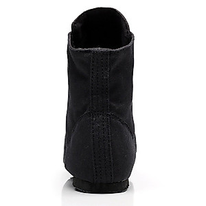 YOYODANCE Lace-up Canvas Dance Shoes Flat Jazz Boots for Women (US7, Black)