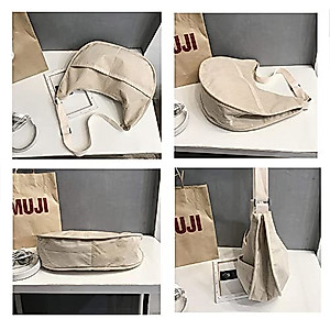 Corduroy Crossbody Bag Retro Casual Shoulder Boho Tote Bag Large Shopping School Bag Unisex Grunge Sling Bag Hippie Purse (Coffee)