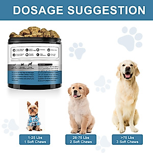 Dogs Calming Chews, Dog Treats Anti Anxiety Relief Dog Chill Pill Bites, Hemp Calm Care, Fireworks Travel Sleep Aggression Separation Pain Ease, Dog Anxiety Grooming Pets Supplements Relaxer Calm Aid