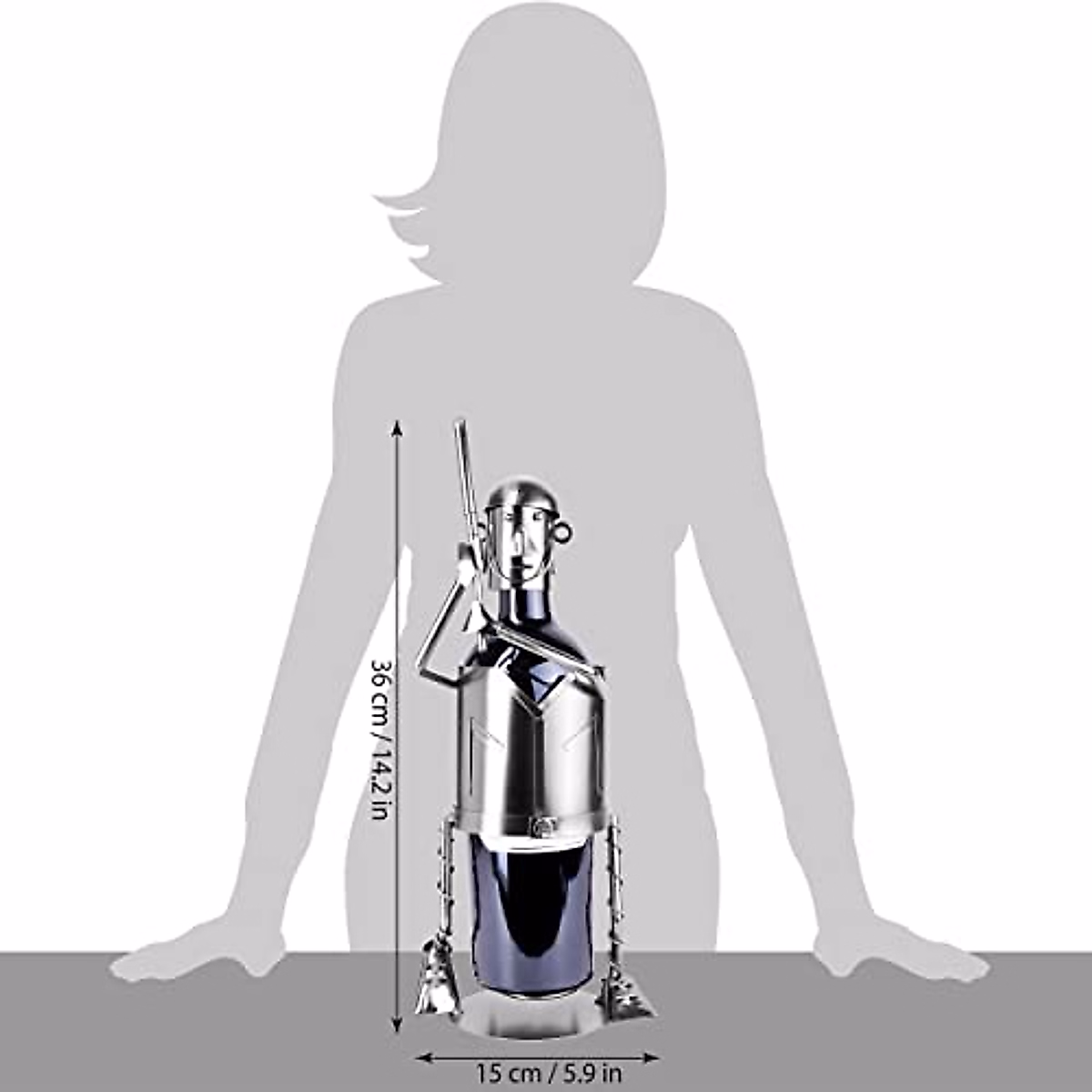 BRUBAKER Wine Bottle Holder 'Baseball' - Metal Sculpture - Wine Rack Decor - Tabletop - Greeting Card