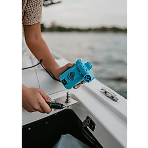 Tidal Wake 12V DC Air Pump for Inflatables, Inflates & Deflates 3 Times Faster on Boat Towables, Pool & Water Toys, Air Beds, Rafts, 1,000 Liters of Air Per Minute! 10 Foot Cord