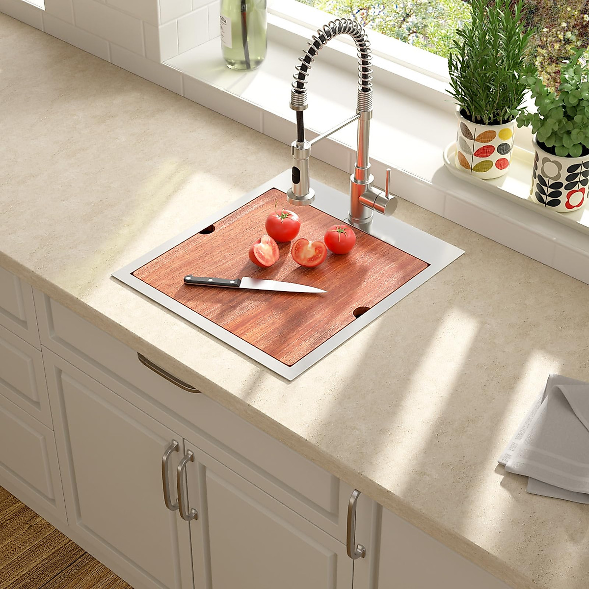 Lordear Bar Sink 18x20x10 Inch Drop In Bar Sinks Stainless Steel 16 Gauge Topmount Kitchen Sink Single Bowl Workstation Sink With Cutting Board RV sinks