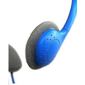 SmithOutlet 50 Pack Classroom Headphones in Bulk | Model SG-ID19-50 | Wired 3.5 MM Jack Connectivity | Color Blue | Ideal for Schools, Classrooms, Students, Library