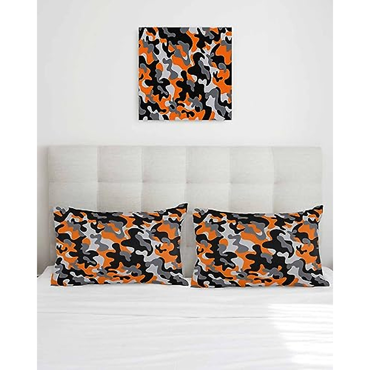 LUSWEET Cotton Throw Pillow Covers Reversible Set of 2, Camo Soft Couch Pillow Covers for Sofa Bedroom Living Room 12 x 20 Inch Decorative Cushion Case Home Decor