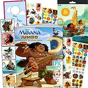 Disney Coloring Books for Kids with Stickers Bundle - (Moana Coloring Book and Moana Stickers)