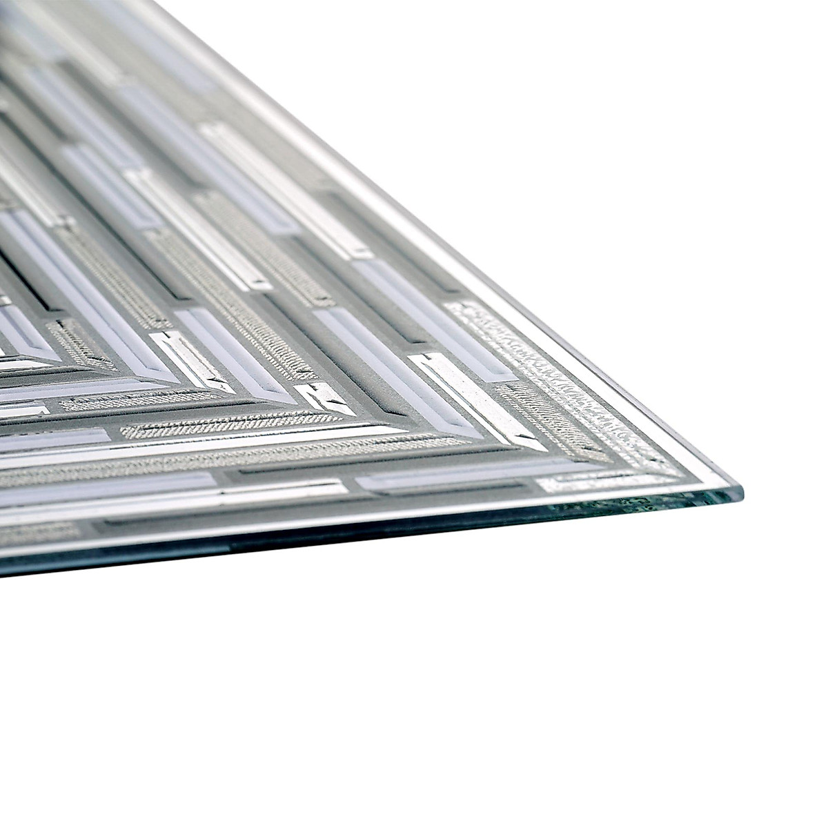 Head West Frameless Reeded Glass Print Gray Modern Wall Mirror - Bathroom Vanity Mirror Decoration with D-Ring Hangers for Vertical & Horizontal Mounting - 24" x 30"