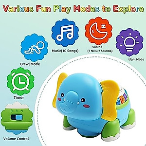 Baby Toys 6 to 12 Months,Toddler Toys,Star Projector Crawling Elephant Toys for 1-2 Year Old Boys Girls,Tummy Time Toys with Music,3 6 9 12-18 Months Babies Girl Toys,1 Year Old Boy Girl Birthday Gift