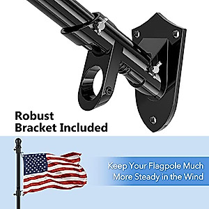 Flag Poles for Outside House, 5FT Flagpole Kit for American Flag - Professional Metal Flag Poles for Garden Yard - Residential or Commercial Flag Pole with Two-Position Bracket Holders Black