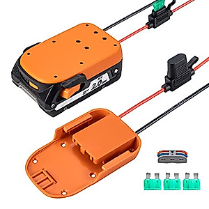 Power Wheel Adapter for Ridgid AEG 18V Hyper Lithium Battery Secure Battery Adapter with Fuse & Wire Terminal,14 Gauge Wire Power Convertor for DIY RC Trucks, RC Toys, Robotics, Work Lights