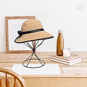 Mydio 2 Pieces Modern Metal Hat Stands Durable Stable Metal Hat Cap Rack Wigs Holder, Metal (black)