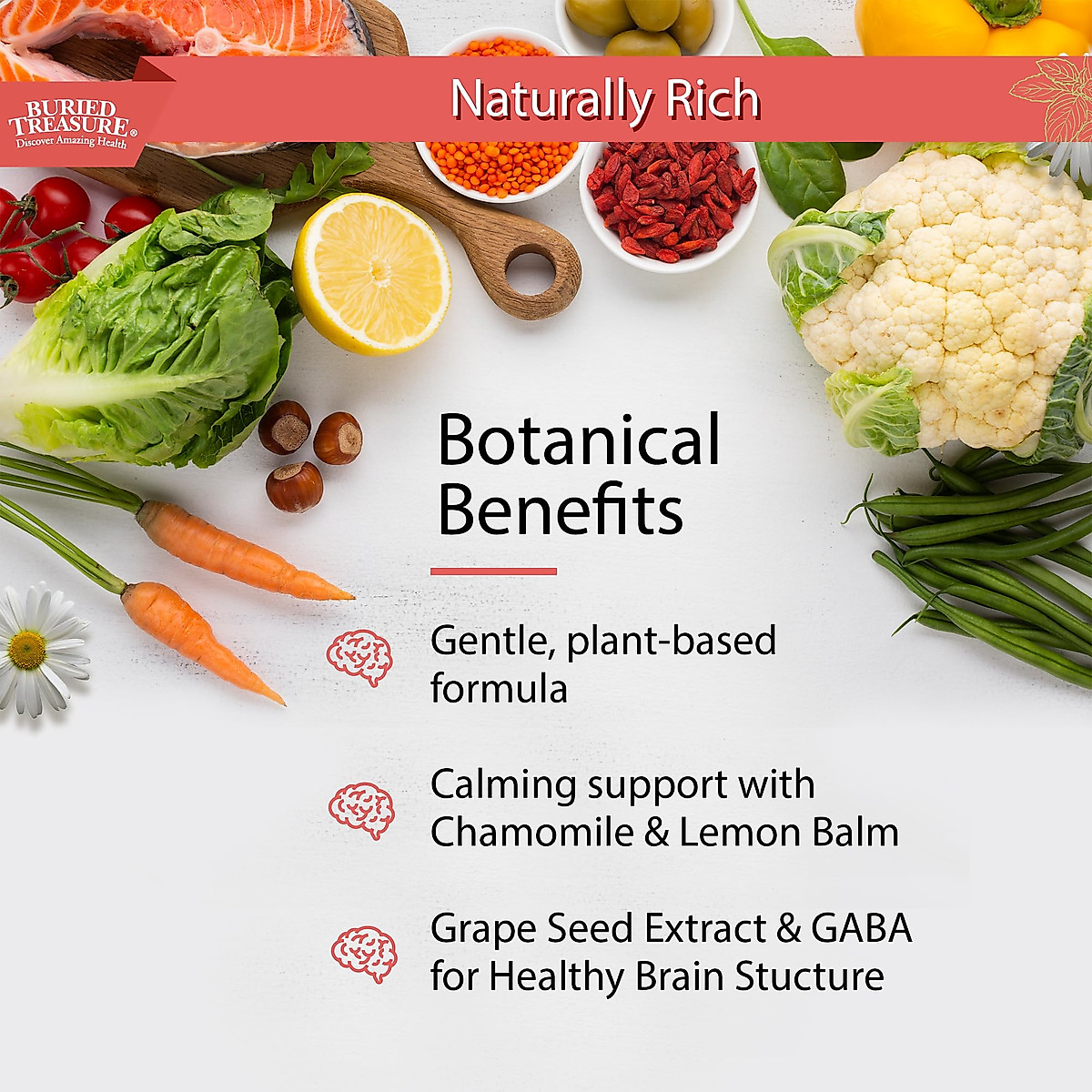 Buried Treasure - Added Attention - Children's Learning Support with GABA DHA Vitamin B and Herbal Blend - Aid Healthy Brain Functions - Improved Short-Term Auditory Memory Focus & Behavior 16.54 oz