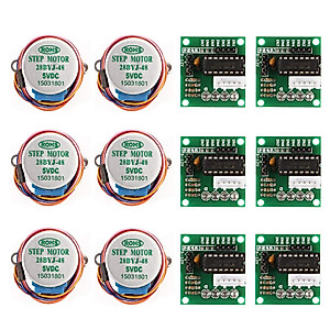 AITRIP 6 Sets 28BYJ-48 ULN2003 5V Stepper Motor + ULN2003 Driver Board for Arduino PI PIC Raspberry Pi