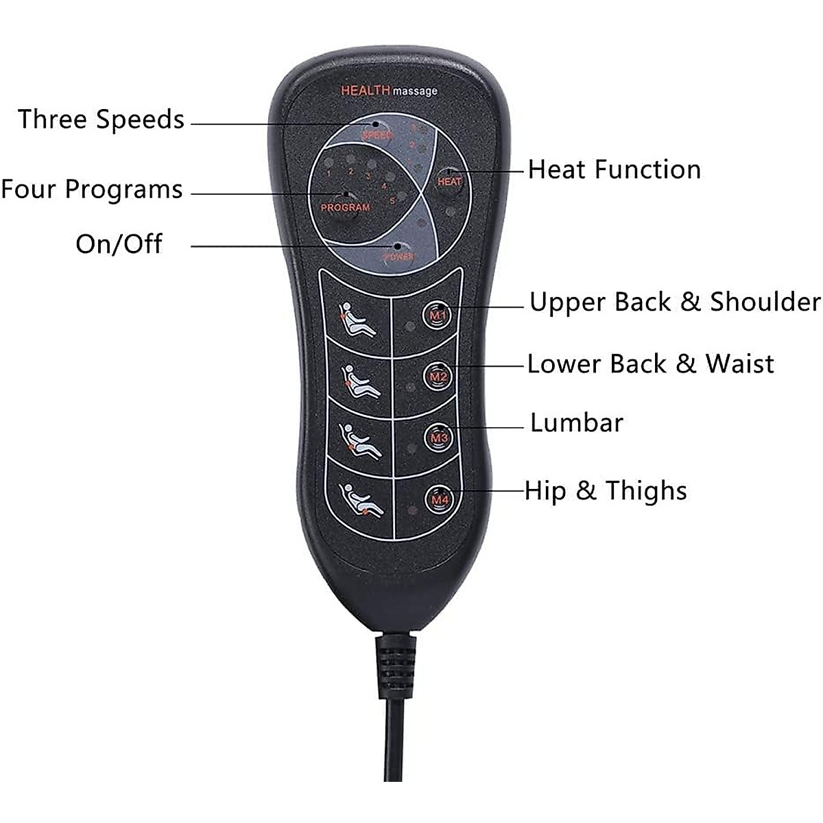 SLOTHMORE IDODO Vibration Back Massage Cushion, Massager Chair Pad with Heat, 10 Vibrating Motors & Heating Therapy to Release Stress and Fatigue for Car Use, Home or Office