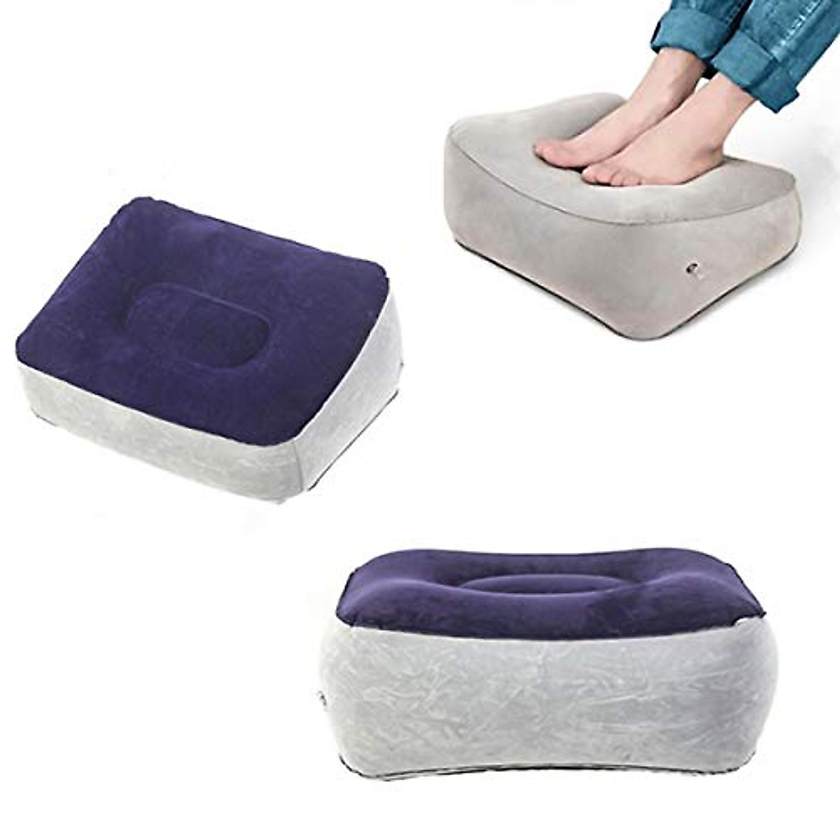 Inflatable Travel Foot Rest Pillows, Air Foot Rest Pillow Inflatable Footrest Cushion for Travel, Office and Home, Perfect Airplane Travel Accessories, Car Seat Footrest, Leg Rest Pillow