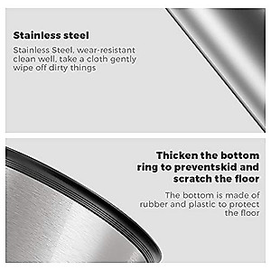 Trash Can with Flipping Lid, 9 L,Trash can with lid，Stainless Steel Trash can,Bathroom Garbage can.Bathroom.Kitchen. Metallic Sliver