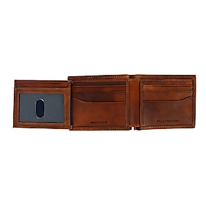Tommy Hilfiger Men's Leather Edisto RFID Slim Bifold Wallet, Tan