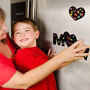 Fancy Land Mothers Day Scratch Crafts Kit for Kids Scratch and Sketch Art Paper Magnet Ornaments 24 Pcs