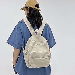 Didida Mini Corduroy Backpack Purse for Women Aesthetic Backpack Small Back Pack Purse Cute Mini Backpacks (Black)