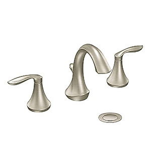 Moen Eva Brushed Nickel Two-Handle High-Arc Widespread Bathroom Faucet, Bathroom Faucets for Sink 3 Hole Setup with Drain Trim, (Valve Required), T6420BN