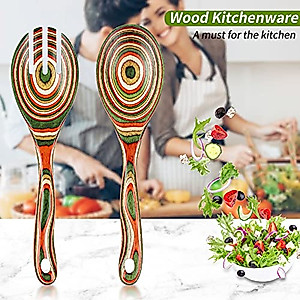 Salad Tongs, Wooden spoons, Salad Tongs for Serving, WOSPONFAN 12-inch Pakkawood Serving Utensils Set Salad Servers Set Kitchen Cooking Utensil