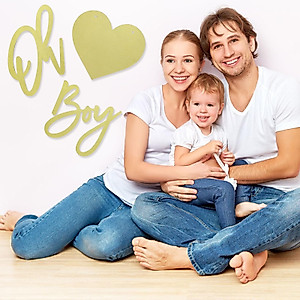 KINMAD Wooden Oh Boy Sign for Baby Boy Shower Decorations Backdrop for Gender Reveal Banner,Birthday Party,Baptism Decor and Wall Photo Prop(Gold)