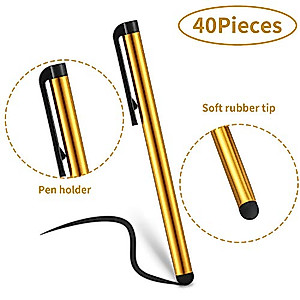 Outus 40 Pieces Stylus Pens Capacitive Slim Stylus Pens for Universal Touch Screens Devices, Compatible with iPhone, iPad, Tablet (Multicolor)