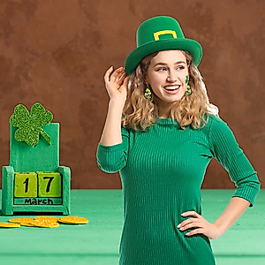 CSIYANJRY99 St Patrick's Day Shamrock Earrings Wooden Irish Teardrop Dangle Four Clover Leaf Wood Hat Horseshoe Love Drop Earrings for Women Jewelry (3)