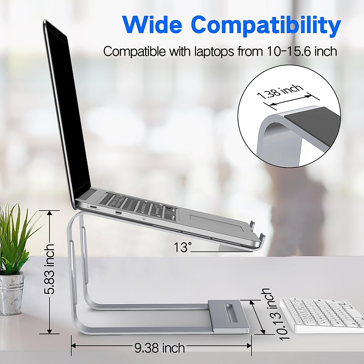 Tonmom Laptop Stand for Desk, Metal Laptop Riser Holder, Removable Notebook Stand Ventilated Cooling Computer Stand Compatible with 10-15.6” Laptops