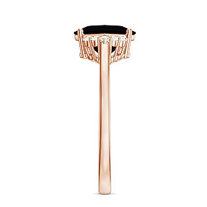 Certified Lab Grown Black Diamond Princess Cut Engagement Ring, AAAA Quality, Black and White Diamond Ring, 14K Rose Gold, Size:US 6.00