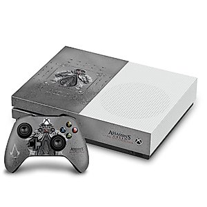 Head Case Designs Officially Licensed Assassin's Creed Belt Crest Brotherhood Graphics Matte Vinyl Sticker Gaming Skin Decal Cover Compatible With Xbox One S Console and Controller Bundle