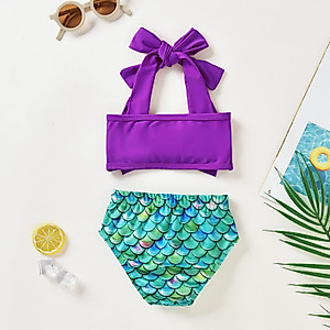 Little Toddler Girls Bathing Suit Mermaid Bikini Two Piece Swimsuit Bottoms Swimming Suit Swimwear 3T - 4T