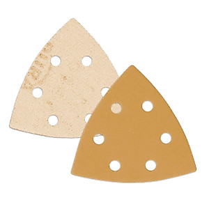 Dura-Gold Premium Triangle Mouse Sanding Sheets - 180 Grit (Box of 24) - 6 Hole Pattern Hook & Loop Triangular Shaped Mouse Sander Discs - Aluminum Oxide Abrasive Sandpaper - Woodworking, Crafting