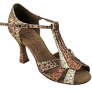 Women's Ballroom Dance Shoes Tango Wedding Salsa Dance Shoes Copper & Red & White S2806EB Comfortable - Very Fine 3" Heel 6.5 M US [Bundle of 5]
