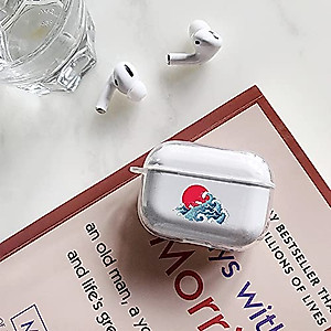 LALAPOPO for Airpods Pro Case Wave, Cute Clear Protective Soft TPU Cover for Apple Airpods Pro with Keychain, Kawaii Fun Cases for Girls Kids Teens Air pods