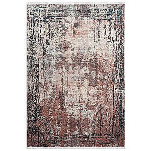 Abani 4' x 6' Contemporary Warm Rust Abstract Farmhouse Rug Rugs Modern Non-Shed Multicolor Distressed Living Room Rug