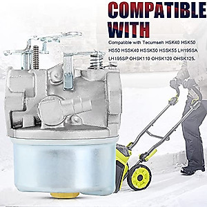 QAZAKY 640084B Carburetor Compatible with Tecumseh 632107 632107A 632536 640084 640084A 640105 640299 640299A 640299B HSK50 HS50 HSSK40 HSSK50 HSSK55 LH195SA LH195SP OHSK110 OHSK120 OHSK125 4HP 5HP
