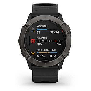 Garmin 010-02157-10 Fenix 6X Sapphire Multisport GPS Smartwatch Carbon Gray DLC Bundle with Premium 2 YR CPS Enhanced Protection Pack