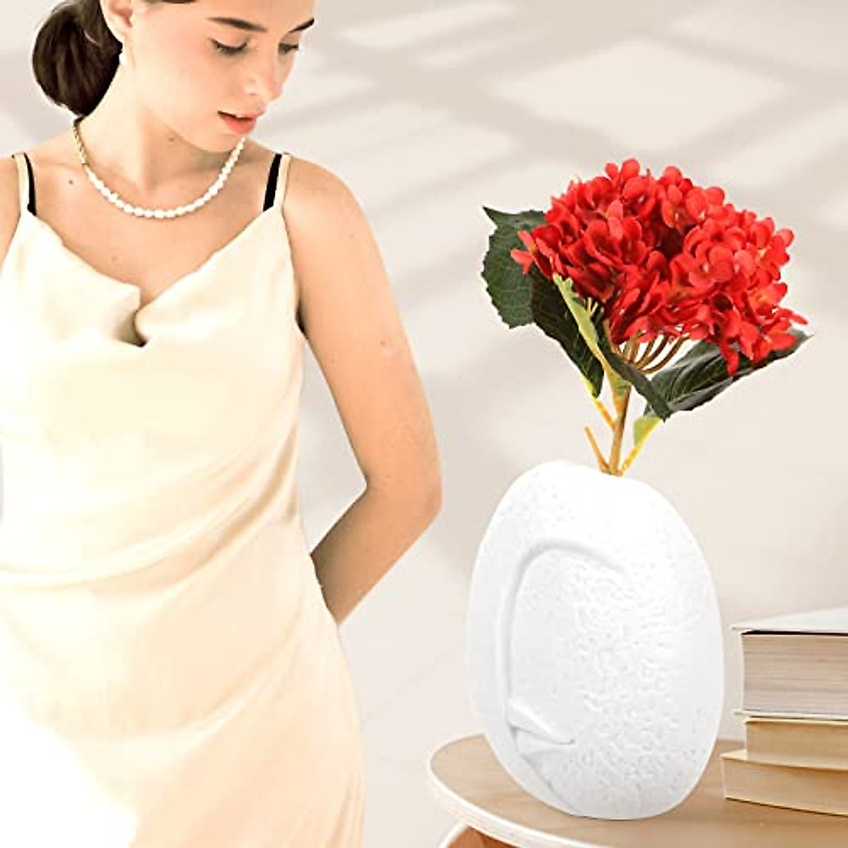 BESPORTBLE White Vase Human Face Planter Ceramic Plant Pot Funny Pot Human Head Statue Bonsai Holder Flower Bowl Garden Abstract Decorations for Garden Landscape Home Ceramic Vase