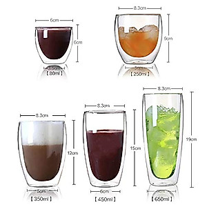 Glass Coffee Mugs, Double Wall Insulated Thermal Cups Drinking Glasses For Tea/Coffee/Latte/Cappucino/Cafe/Milk (650ML/22oz)