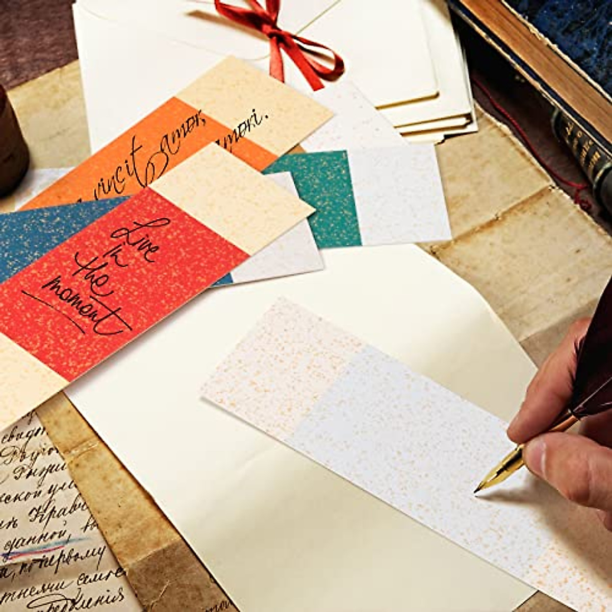 HINZIC 30Pcs Chinese Traditional Bookmark 6*18CM Xuan Paper Blank Bookmark with Colorful Tassels for Book Lovers DIY Making Gift